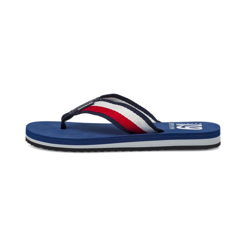 Ciabatte mare infradito da uomo blu con fascia tricolore bianca e rossa ...