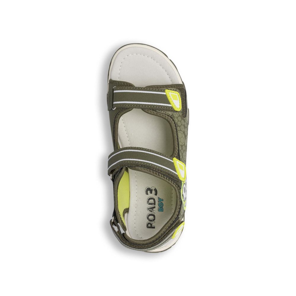 Sandali sportivi verdi da bambino con dettagli giallo fluo e strappo ...