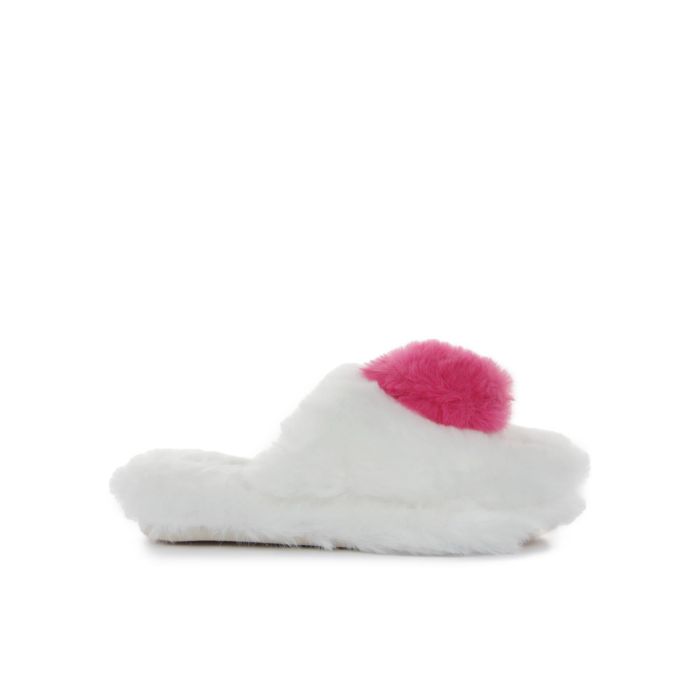 Ciabatte Casa Bianche Da Bimba In Peluche Con Pon Pon DEFONSECA